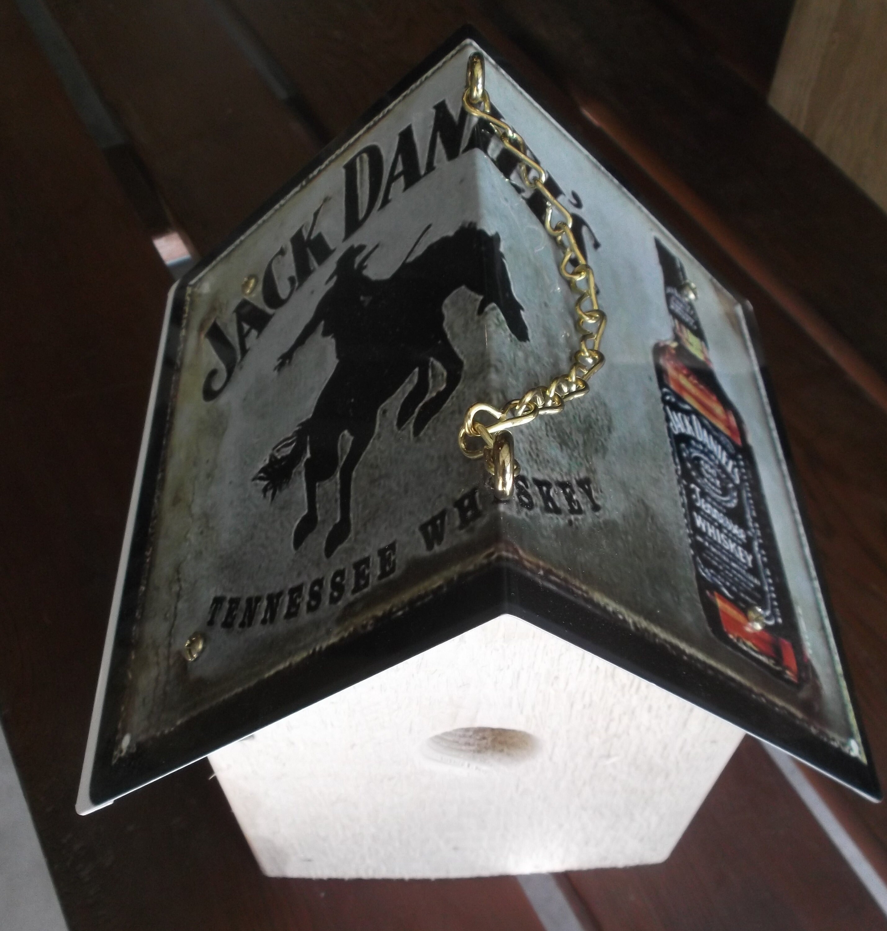 Jack Daniels Metal Top Birdhouse Rough Sawn Wood Box Tennessee Whiskey ...