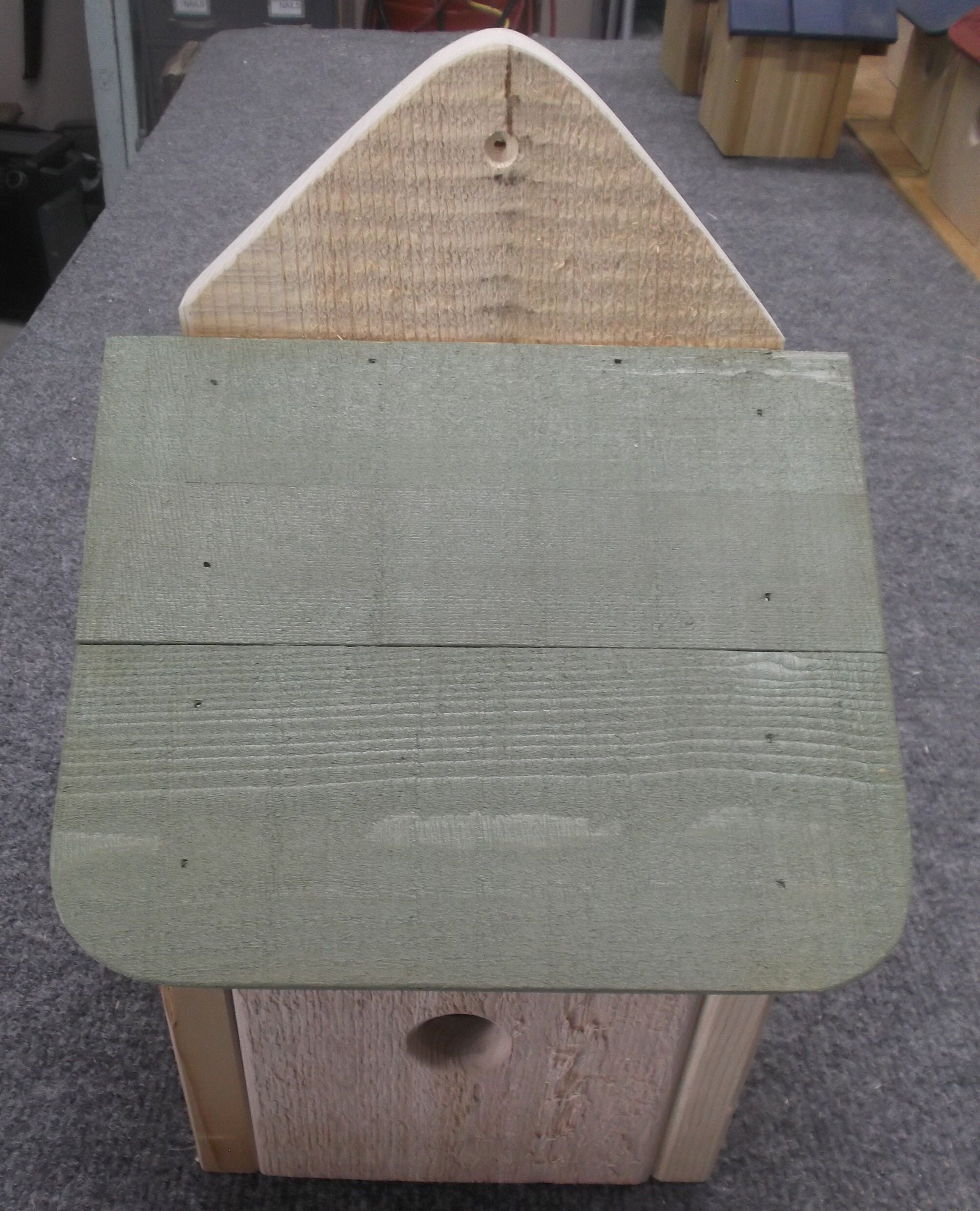 Flatback Birdhouse Box Alpine Meadows Green Top Bluebird Stationary ...