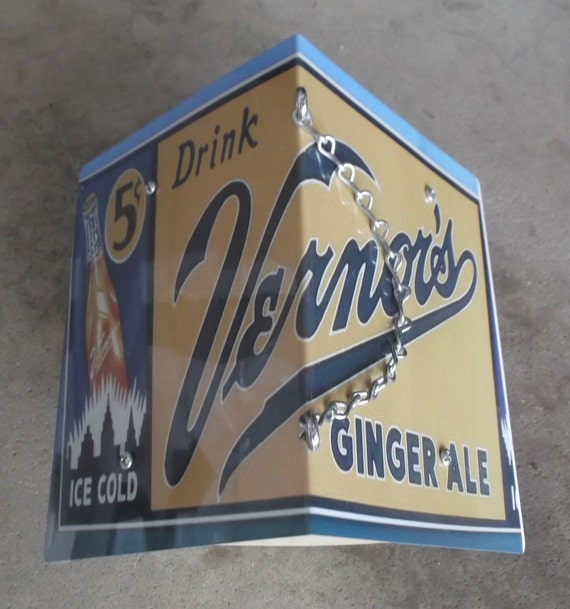 Vernor's Vintage Sign Ginger Ale Metal Top Birdhouse Rough | Etsy