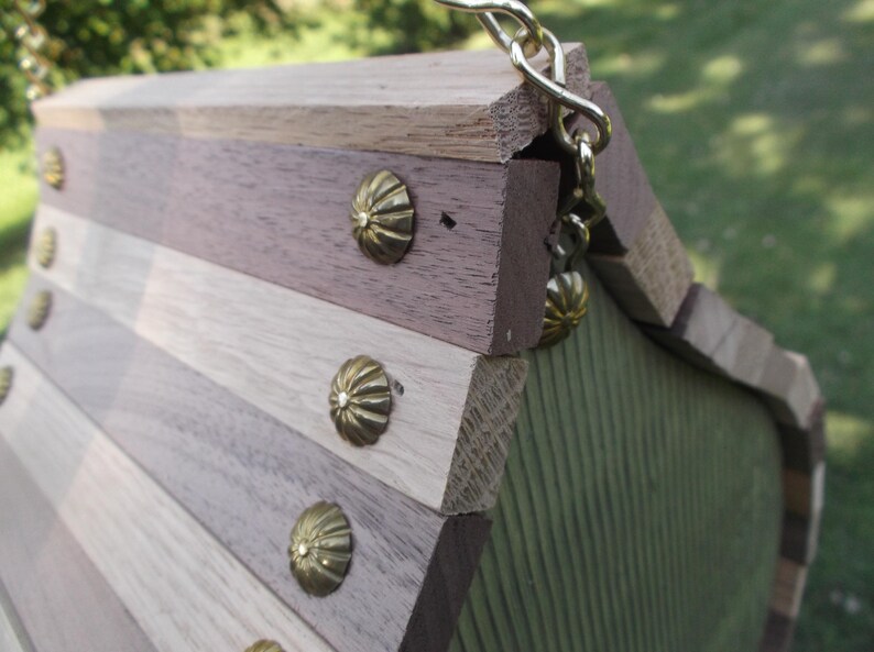 Green "alpine Meadows" Teardrop Shape Birdhouse With Mahogany and Oak ...