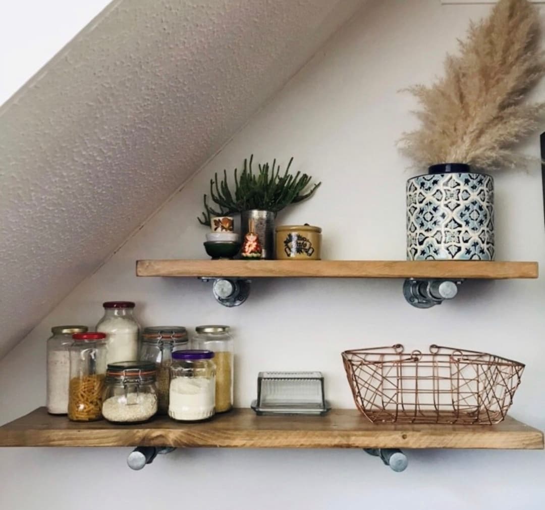 Handmade Reclaimed Scaffold Board Shelf: Rustic Wooden Shelves - Etsy UK