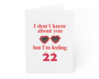 Feeling 22 Taylor Swift Birthday Card Celebrity Card, 22nd Birthday ...