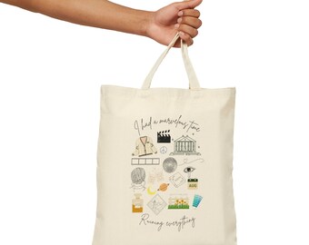 Minimalist Folklore Inspired Tote Bag in a Grey Design Lyrics and Album ...