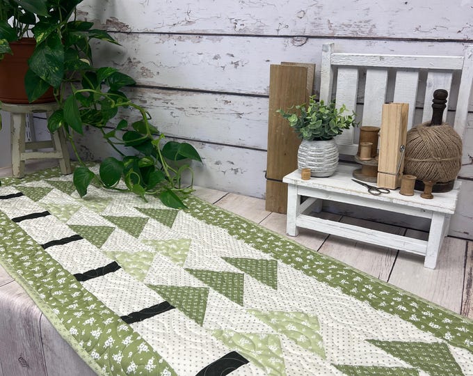 Farmhouse Trees Table Runner Quilt Kit Using Assorted Fabrics Picked by ...