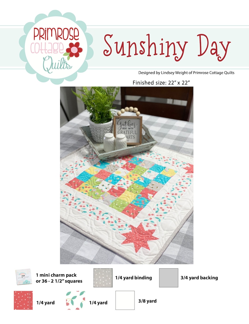 Sunshiny Day Table Topper PDF Pattern - Etsy