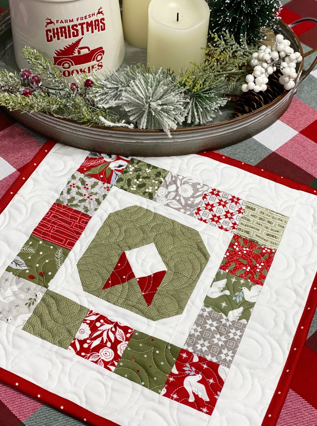 W is for Wreath Mini Quilt - PDF Download (alphabet Series) - Etsy