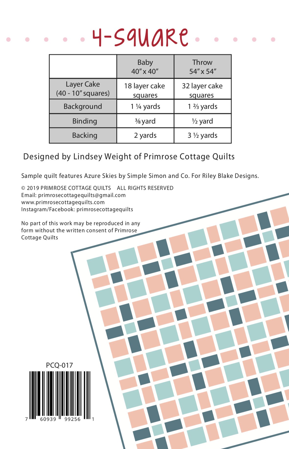 Four Square PDF Pattern | Etsy