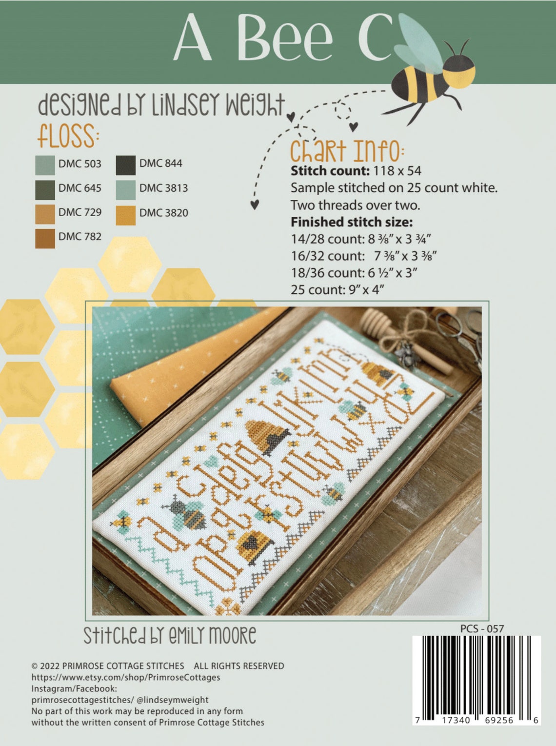 A Bee C Cross Stitch by Lindsey Weight of Primrose Cottage - PDF ...
