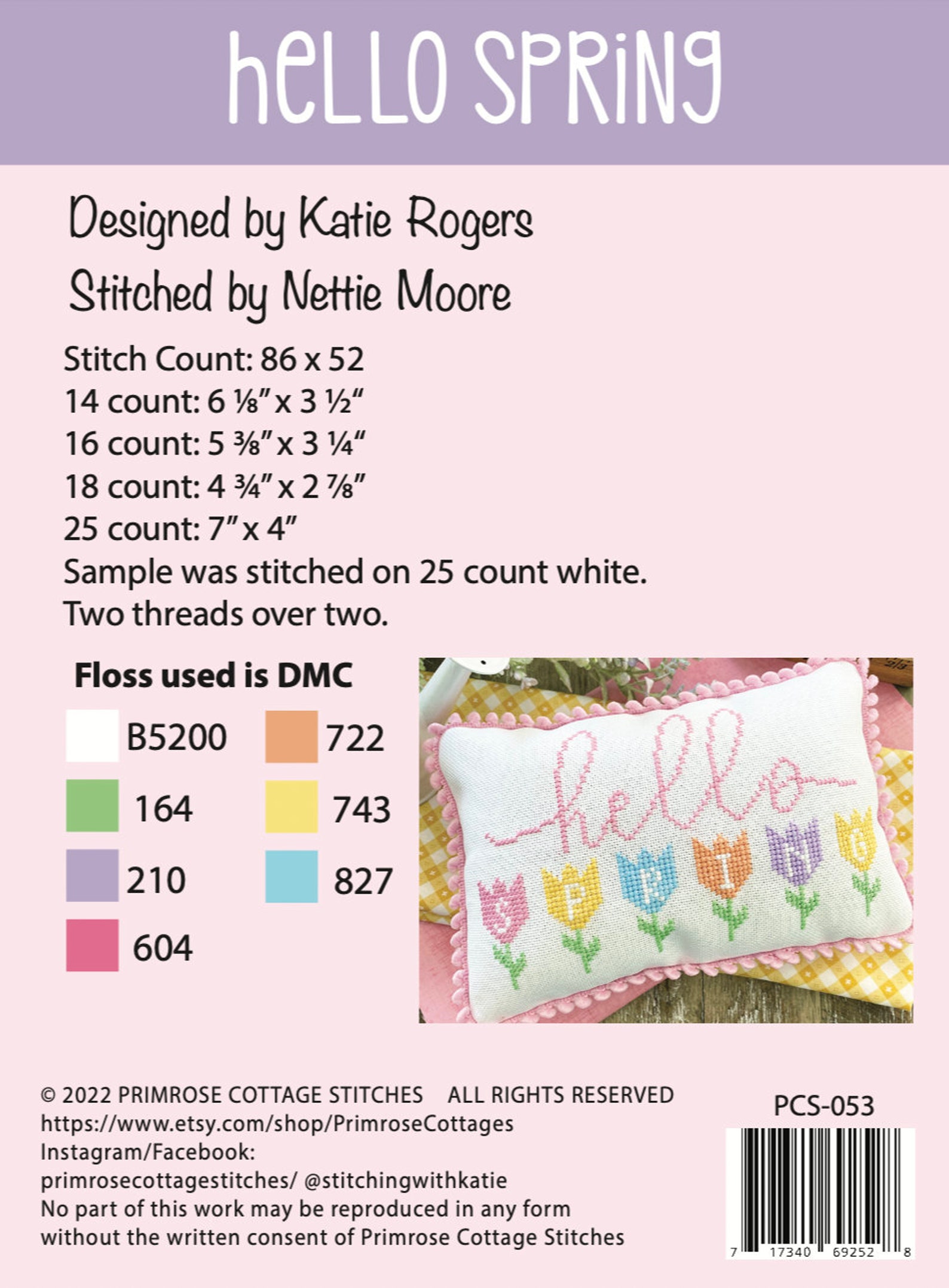 Hello Spring by Katie Rogers of Primrose Cottage Stitches | Etsy