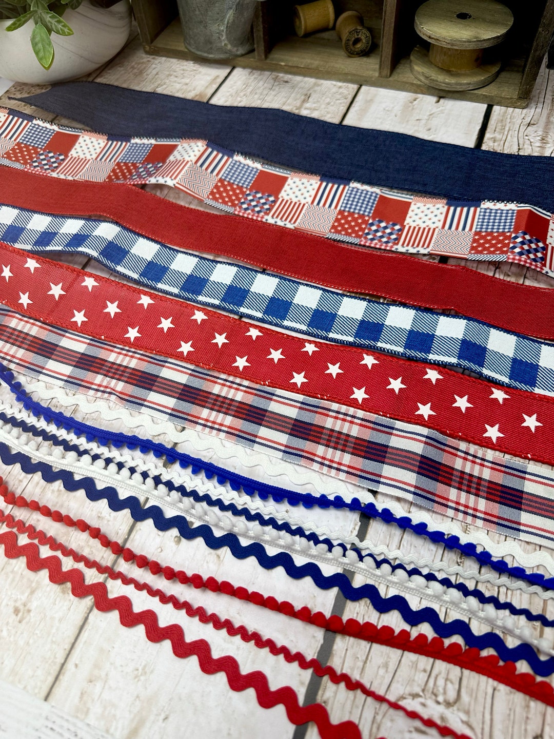 Bright Patriotic Trim/ribbon Bundle 15 Pieces Curated by Katie Rogers ...