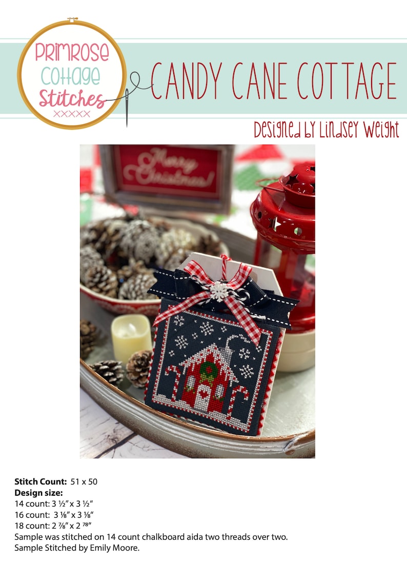 Candy Cane Cottage by Lindsey Weight of Primrose Cottage Stitches - PDF ...
