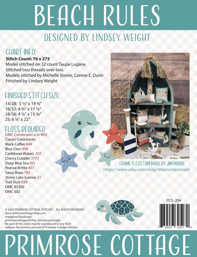 Beach Rules Cross Stitch by Lindsey Weight of Primrose Cottage - PDF ...
