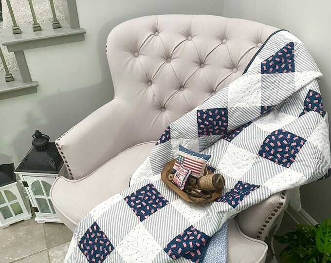 Patriotic Blue Gingham Patchwork Quilt Kit 54 X 63 Purchase Pattern Separately QK-0010 - Etsy