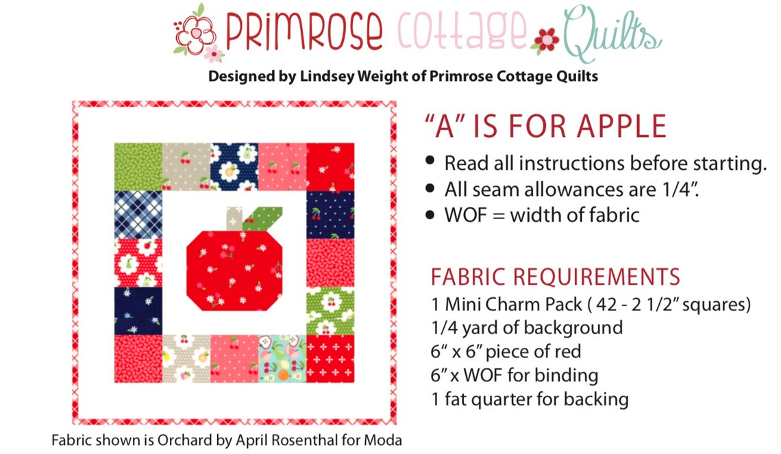 A is for Apple PDF Pattern alphabet Series - Etsy