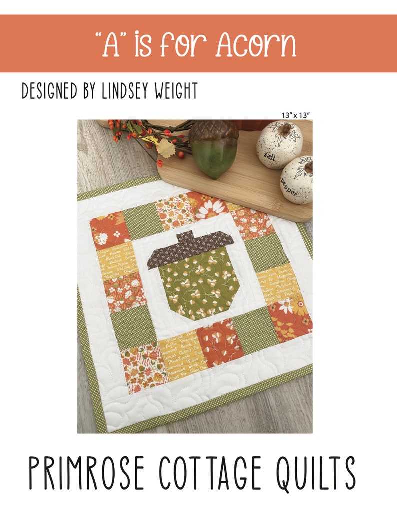A is for Acorn Quilt PDF Pattern (alphabet Series) - Etsy