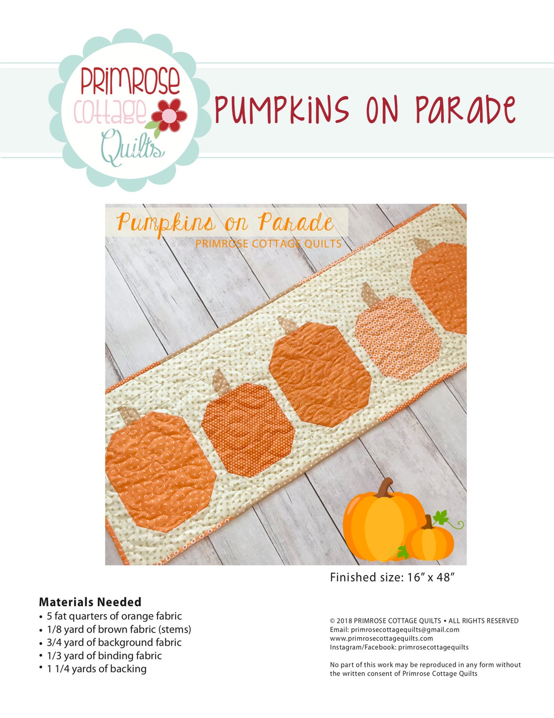 Pumpkin Table Runner PDF Pattern - Etsy