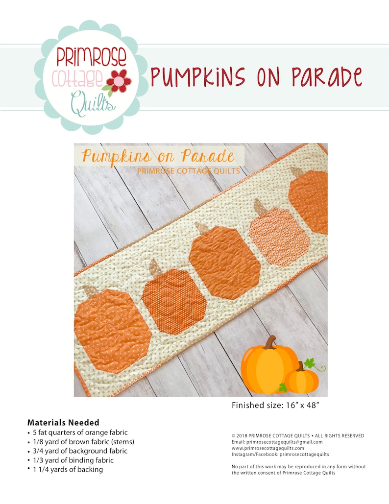 Pumpkin Table Runner PDF Pattern - Etsy