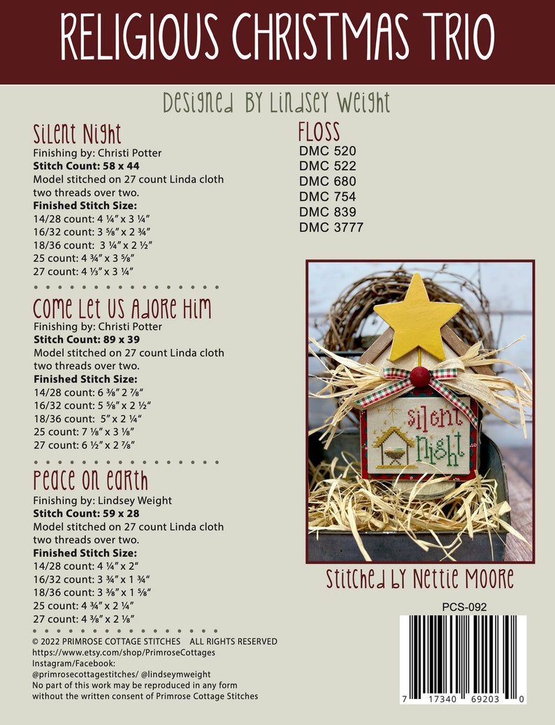 Religious Christmas Trio Cross Stitch by Lindsey Weight of - Etsy