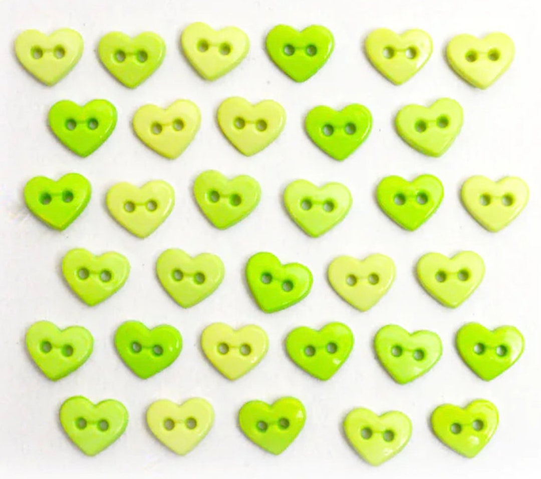 Micro Hearts Lime Micro Mini Collection by Dress It up Buttons - Etsy