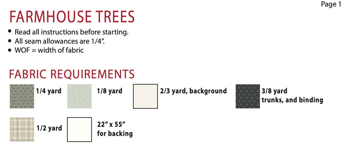 Farmhouse Trees Table Runner Pattern - PDF Pattern - Etsy
