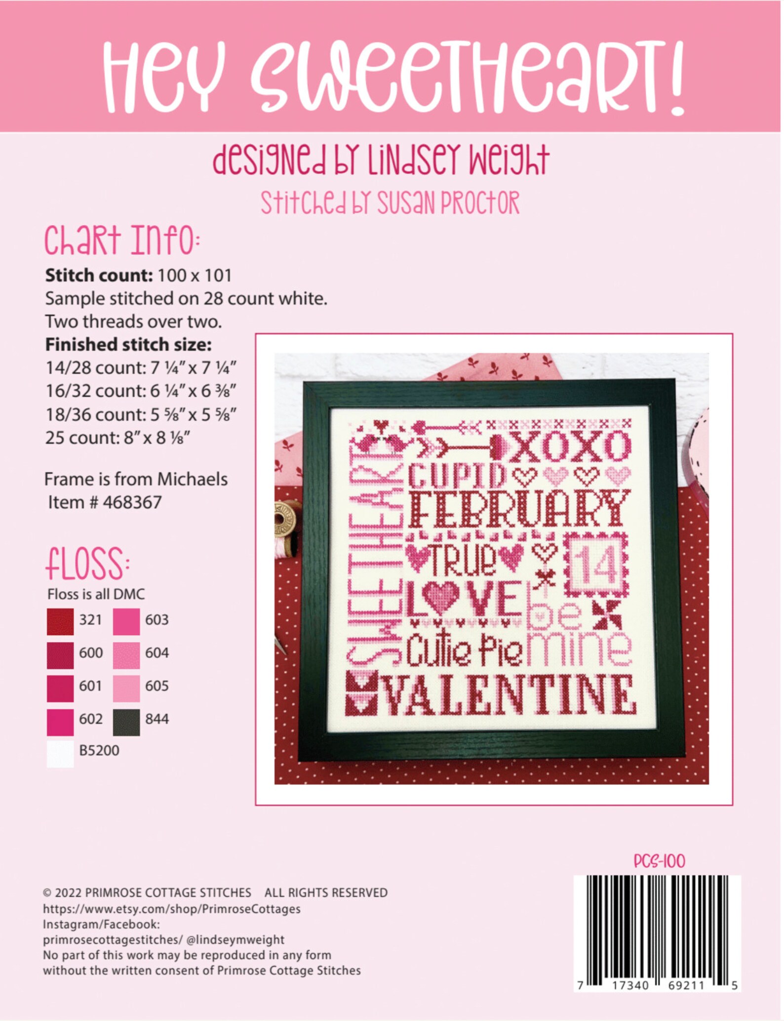 Hey Sweetheart Cross Stitch by Lindsey Weight of Primrose - Etsy