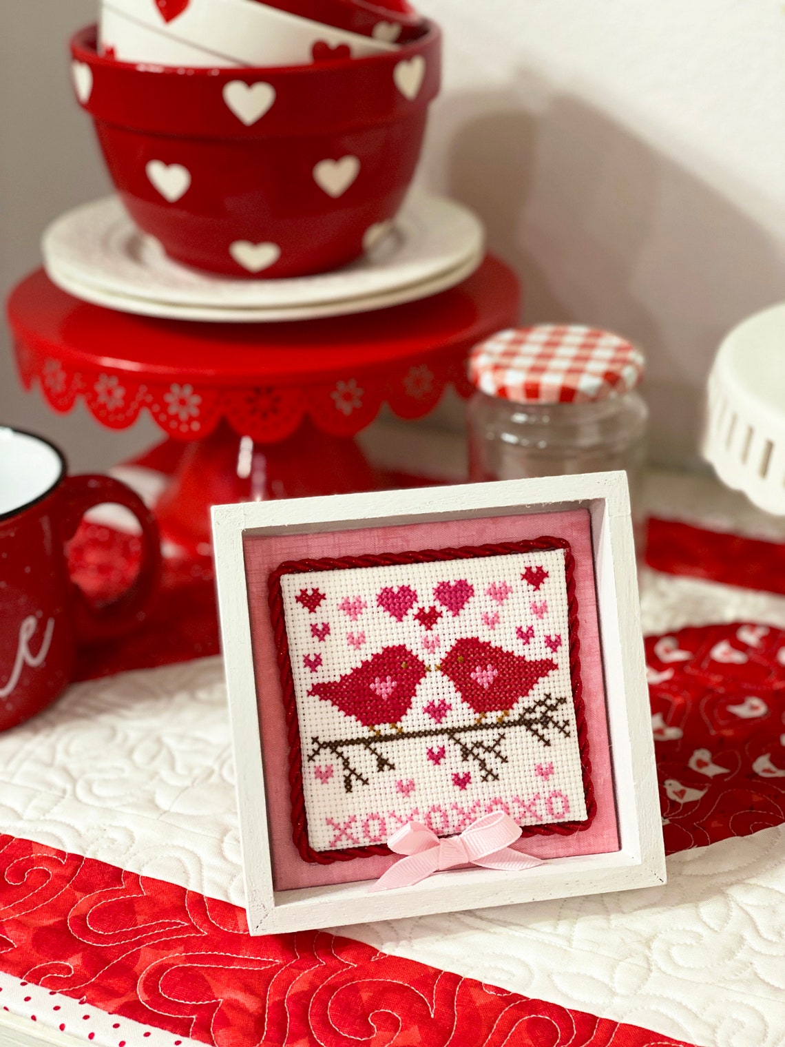 Love Birds Valentine Cross Stitch by Katie Rogers of Primrose Cottage ...