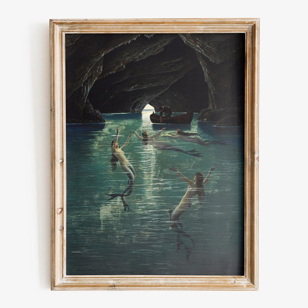 Fisherman and Mermaids in the Blue Grotto on Capri Art Print, Fine Art ...