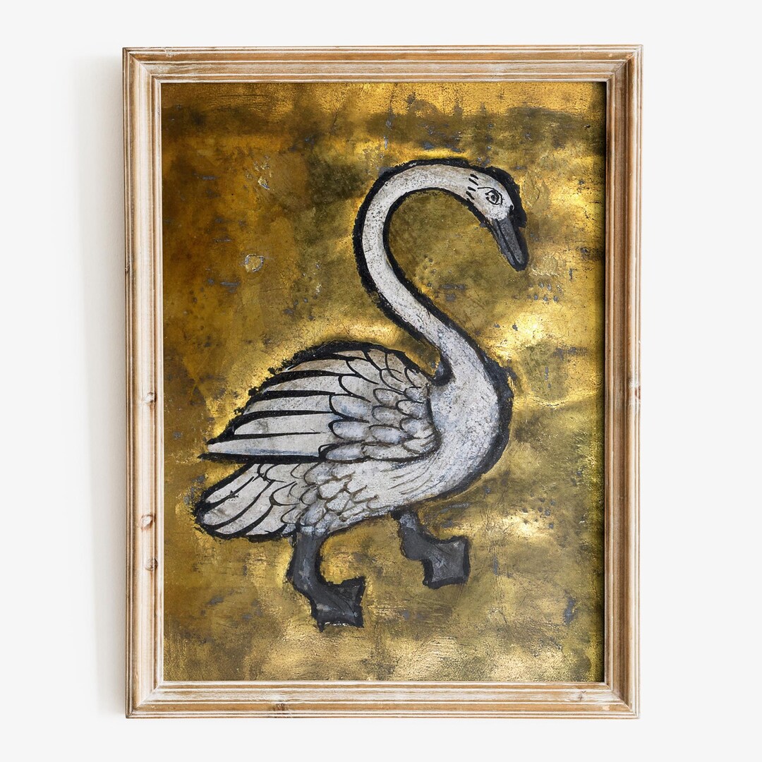 Medieval Swan Art Print, Medieval Weird Art, Medieval Marginalia - Etsy