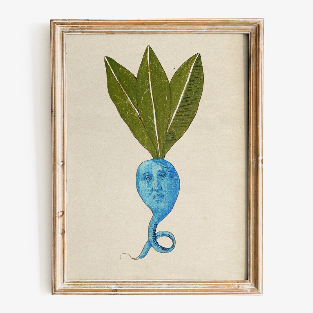 Medieval Blue Beetroot Art Print, Medieval Weird Art, Medieval ...