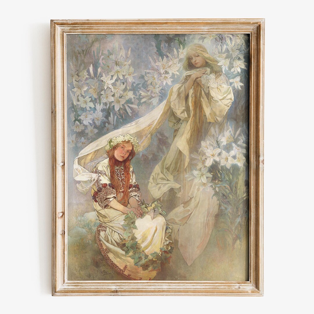 Alphonse Mucha - Madonna of the Lilies Art Print, Museum-quality Fine ...