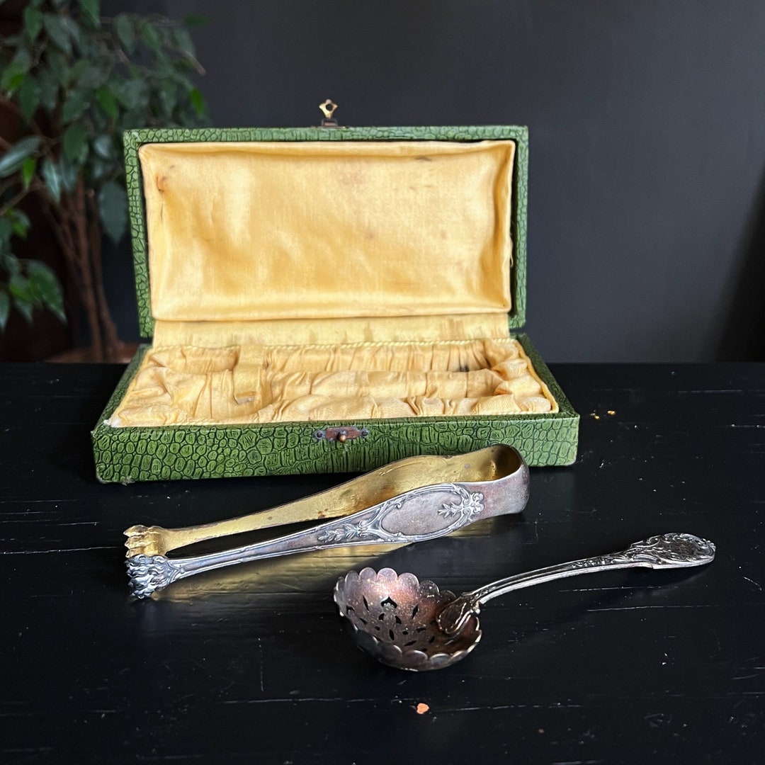 Antique Tea Stainer and Tongs, Vintage Tea Infuser Sugar Tongs, Tea ...