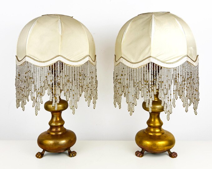 Pair of Vintage Bronze Table Lamps by Gomiero, Italian Bedside Lamps ...
