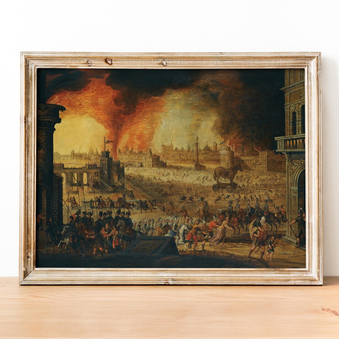 The Burning of Troy Art Print, Greek Mythology Museum Quality Fine Art ...