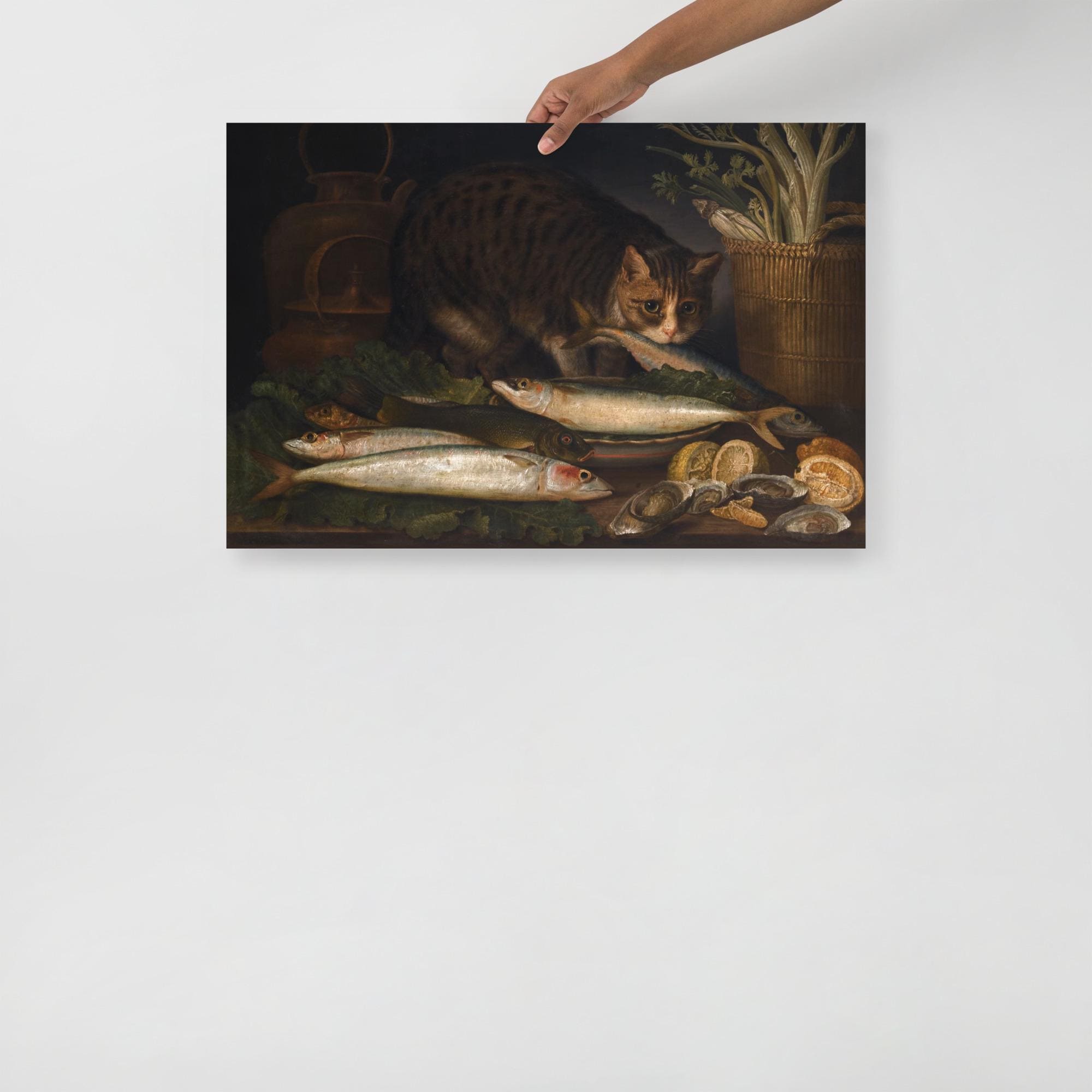 Cat Stealing Fish Art Print, Giovanni Rivalta Museum-quality Fine Art ...