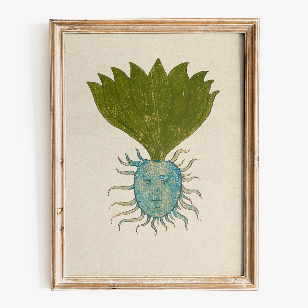 Medieval Strange Blue Beetroot Art Print, Medieval Weird Art, Medieval ...