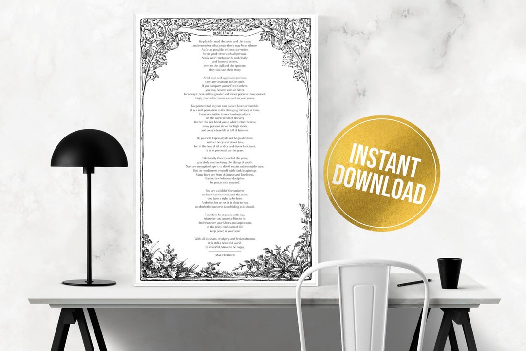 Desiderata Printable, Max Ehrmann Poem, Instant Download Desiderata ...
