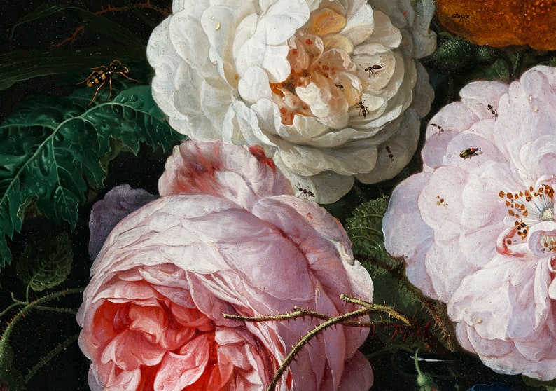 Dutch Flower Painting Print Dark Floral Art Poster Black | Etsy