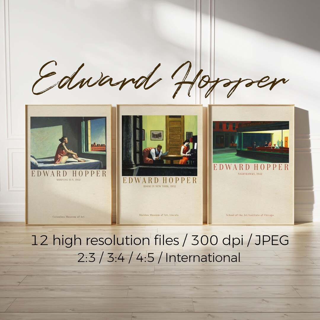 Edward HOPPER Set of 3 Prints Edward Hopper Printable Wall - Etsy