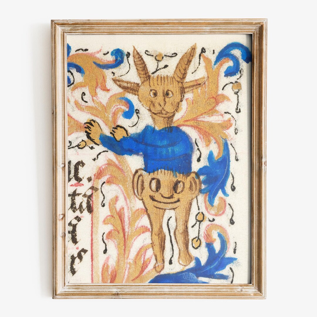 Medieval Goatman Art Print, Medieval Weird Art, Medieval Marginalia - Etsy