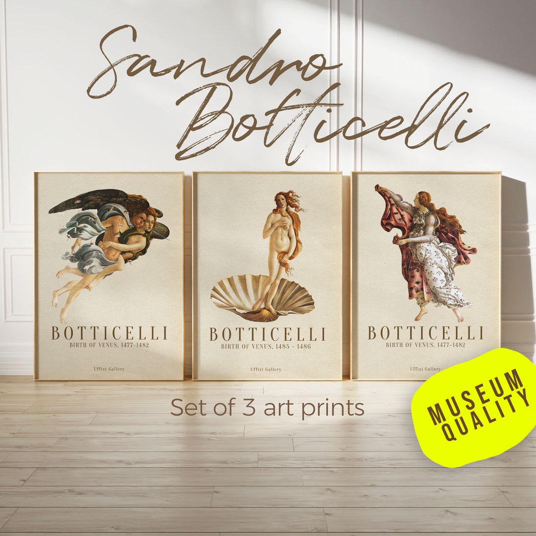 SET OF 3 Sandro Botticelli Prints, Birth of Venus Art Prints, Fine Art ...