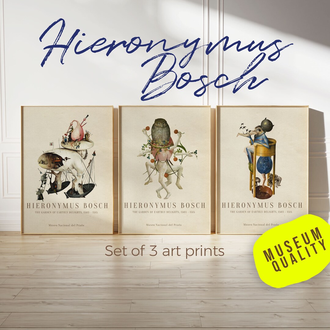 SET OF 3 Hieronymus Bosch Prints, the Garden of Earthly Delights, Fine ...