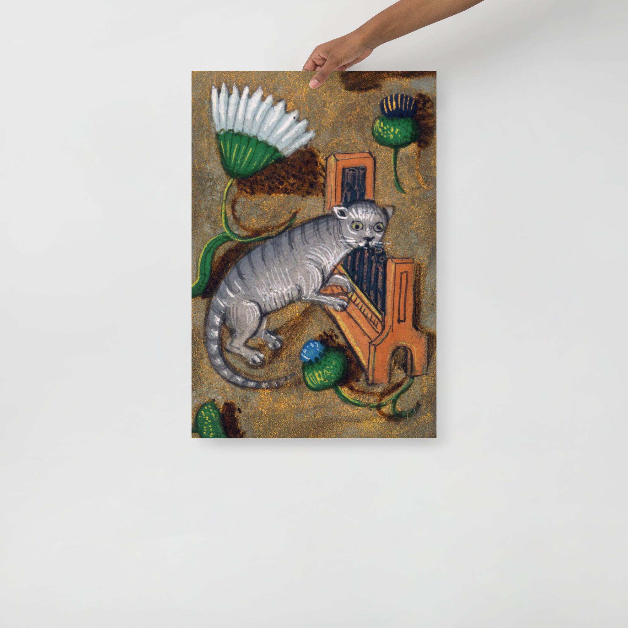Medieval Cat Playing Organ Art Print, Weird Medieval Art, Medieval ...