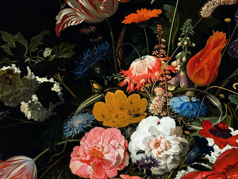 Black Floral Print Set of 2 Dark Floral Art Fine Art Print | Etsy