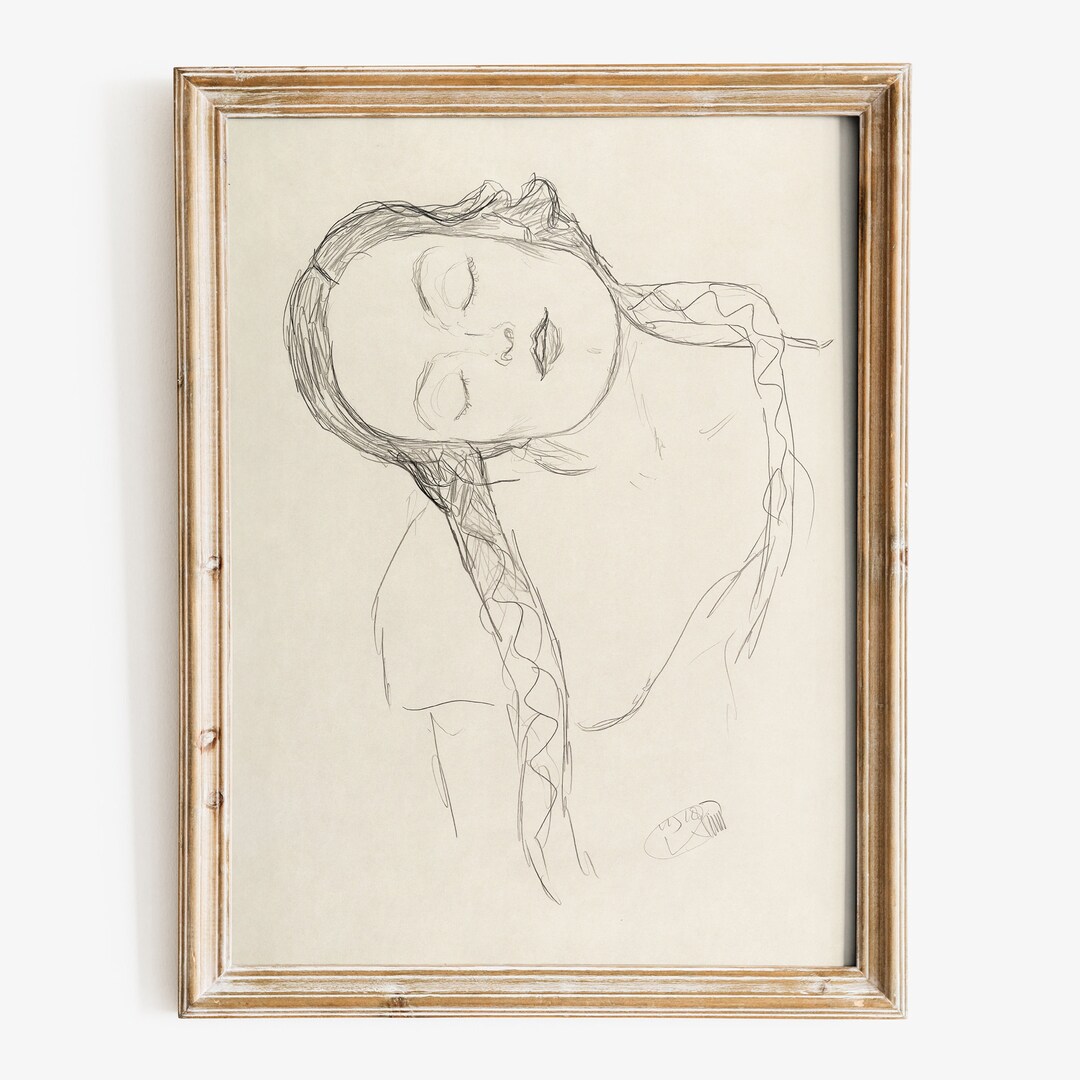 Gustav Klimt Line Drawing Art Print, Fine Art Print - Etsy