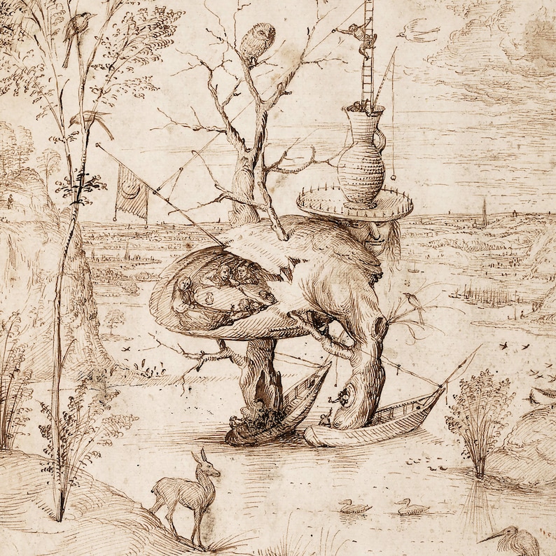 Hieronymus Bosch Man Tree Drawing Art Print | Etsy