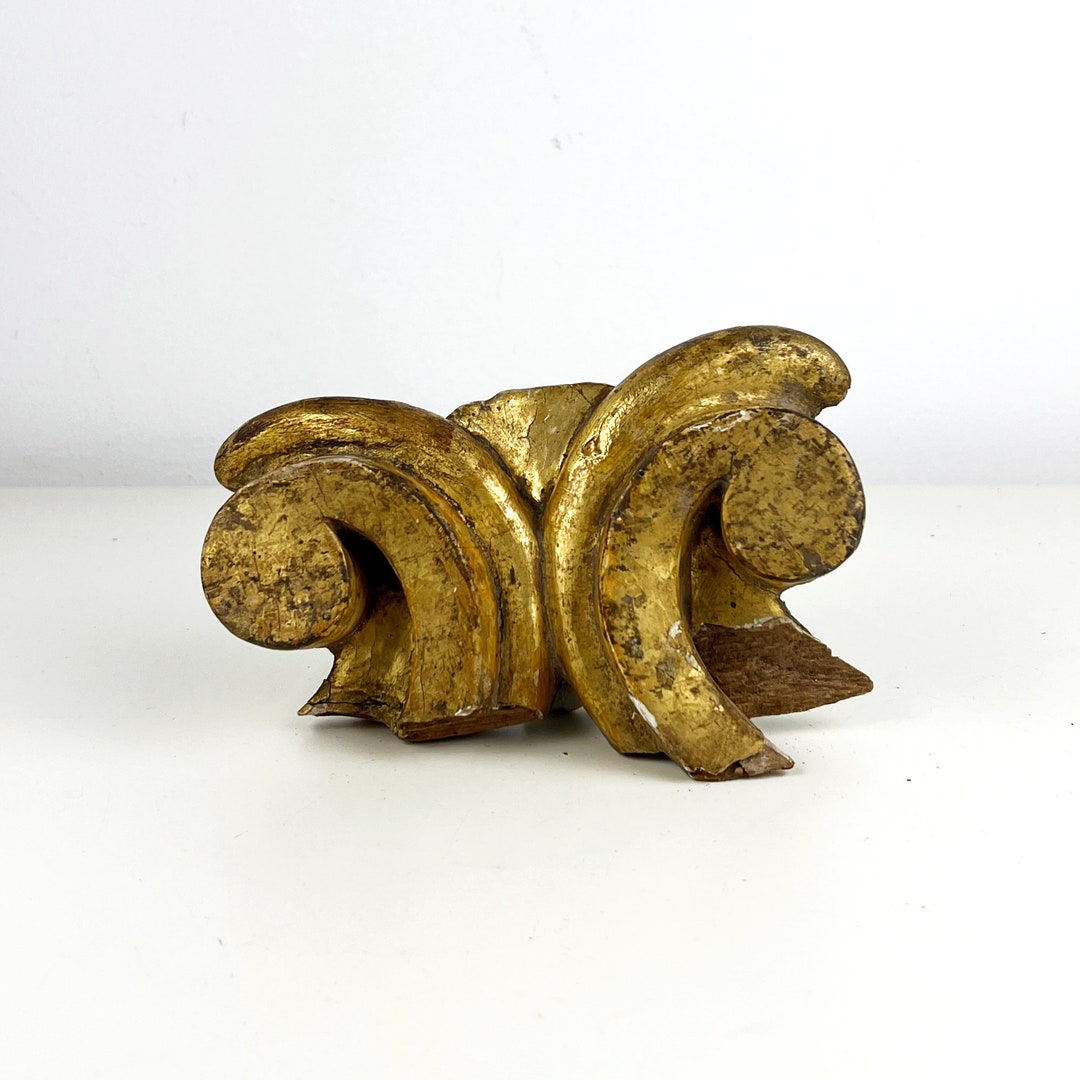 Small Antique Gilt Wood Carving Fragment, Architectural Salvage ...
