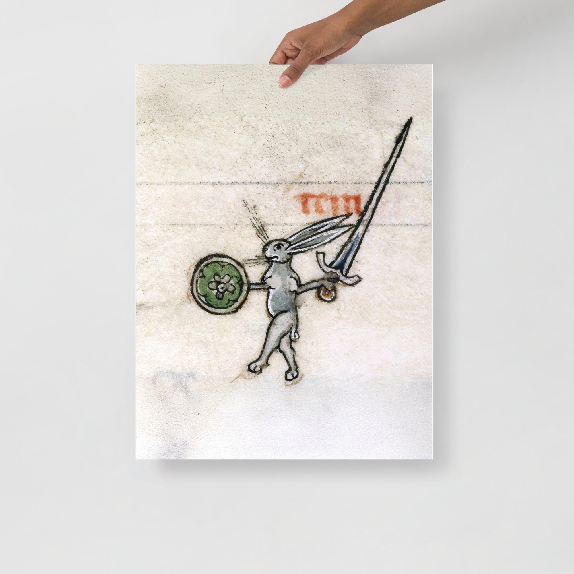 Medieval Warrior Rabbit Art Print, Medieval Weird Art, Medieval ...