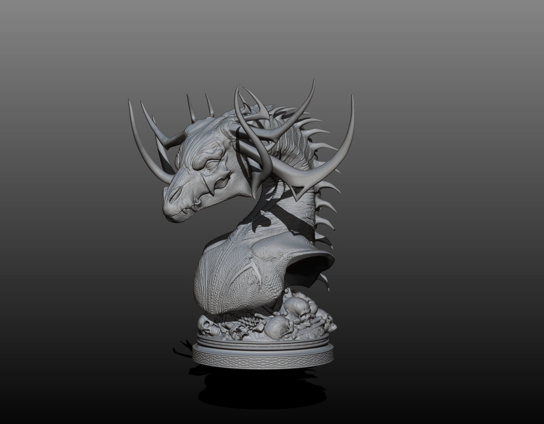 Hela Dragon Statue Digital File 3D Model Dragon Bust STL - Etsy