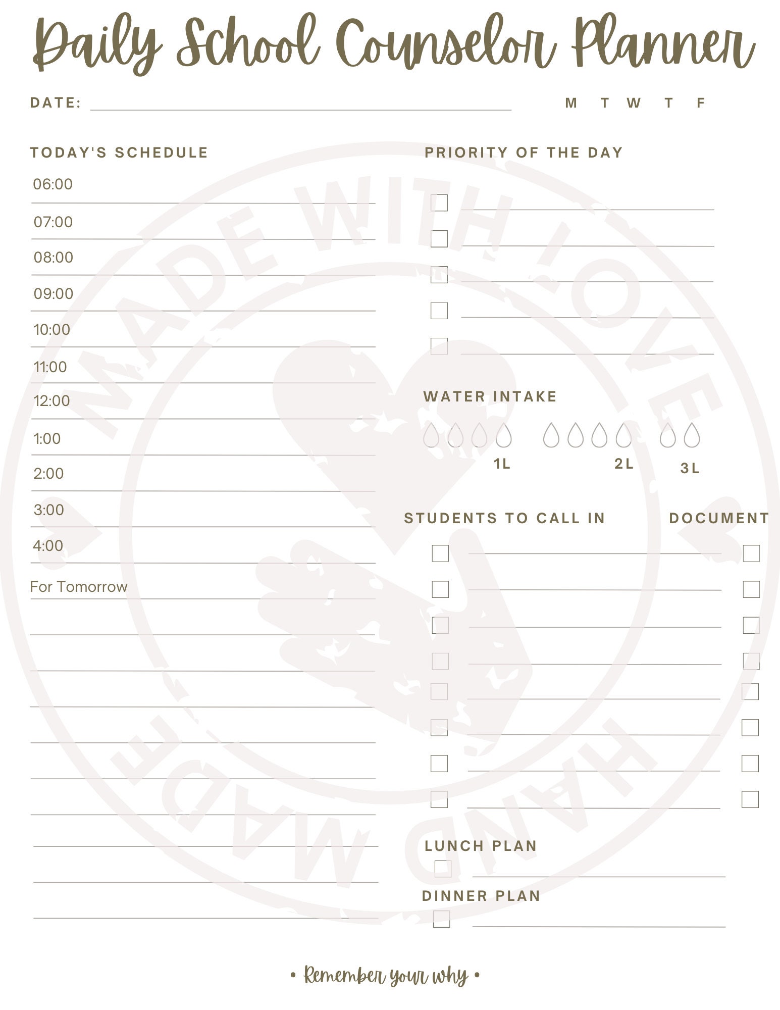 Digital Daily School Counselor Planner Page - Etsy