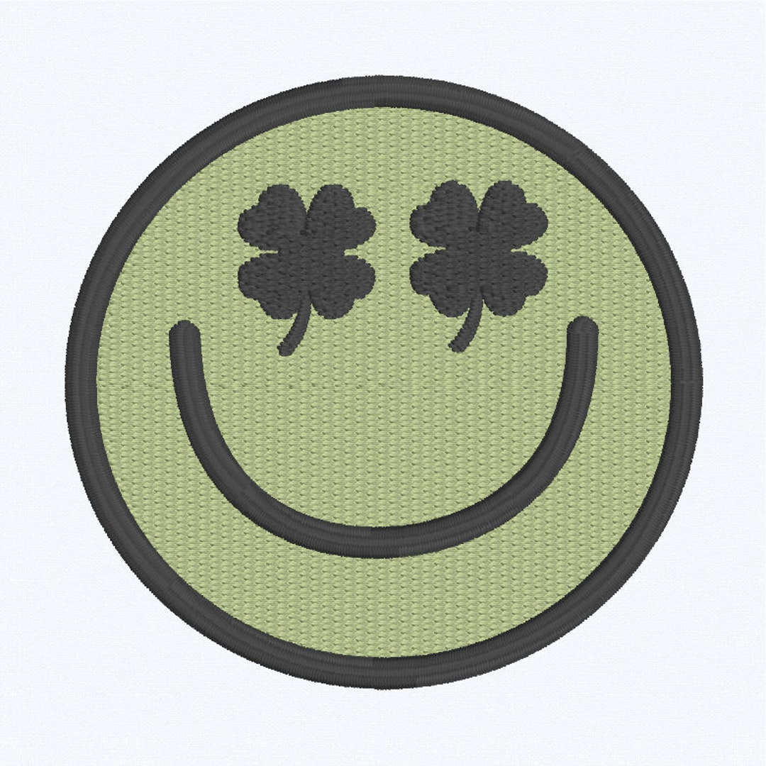 Lucky Smile: Shamrock-eyed Smiley Face Embroidery Design Machine ...